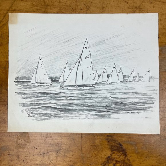 Jas A Murray | Art | Vtg Jas F Murray Sailboats Harbor Lithograph Print ...